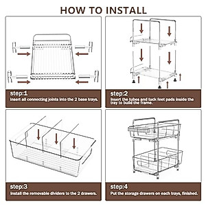 FEIMADA Under Sink Organizers and Storage 2 Packs, 2 Tier Bathroom Organizer Clear Pull out Cabinet Organizer for Bathroom Storage Kitchen Pantry Storage, Medicine Cabinet Organizer with Dividers