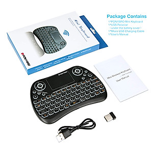 PONYBRO (Newest Version) Backlit Mini Wireless Keyboard with Touchpad Mouse Combo QWERTY Keypad,Rechargeable Handheld Keyboard Remote for Smart TV,Android TV Box,Xbox,Raspberry Pi,PC