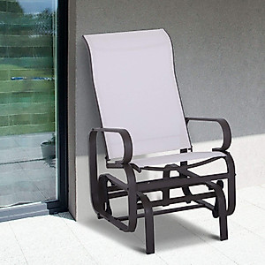 Outsunny Outdoor Glider Chair, Gliders for Outside Patio with Smooth Rocking Mechanism and Lightweight Construction for Backyard, Beige