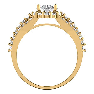 1.76 Ct Round Cut Clear Simulated Diamond 14K Yellow Gold Halo Solitaire with Accents Engagement Anniversary Ring Size 4