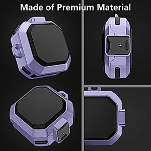 Jiunai Secure Lock Armor for Galaxy Buds 2 Pro Case 2022 / Galaxy Buds 2 Case 2021 / Galaxy Buds Pro Case 2021 / Galaxy Live Case 2020 Heavy Duty Protective Shockproof Dual Layer Case Carabiner Purple