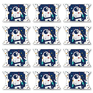 Big Dot of Happiness Blast Off to Outer Space - Favor Gift Boxes - Rocket Ship Baby Shower or Birthday Party Large Pillow Boxes - Set of 12