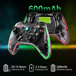 Joso Mobile Gaming Controller for iPhone/Android/PC/PS4 with RGB, Wireless Switch Controller with 6-Axis Gyro/Dual Vibration/Customized Buttons/Turbo, Transparent Mobile Gamepad with Phone Holder