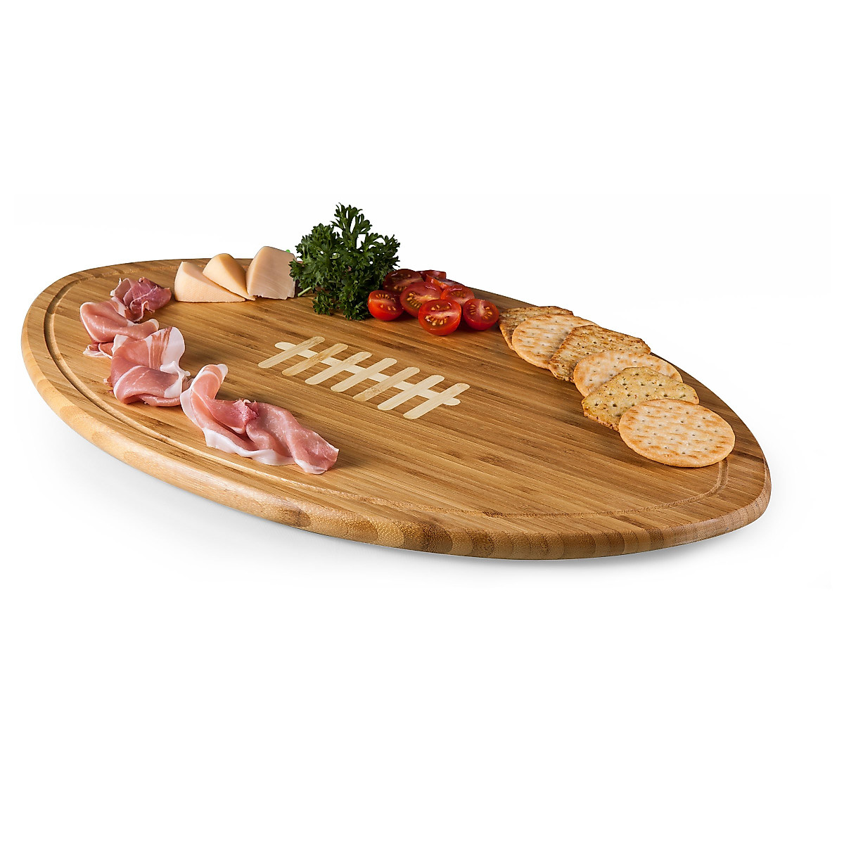TOSCANA - a Picnic Time Brand Kickoff Football Cheese Board, Novelty Charcuterie Board, Serving Platter, Cheese Boards Charcuterie Boards, Bamboo Brown