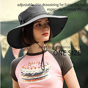 HLLMAN Super Wide Brim Sun Hat UPF 50+ Protection Hats for Mens/Womens Large Bucket hat for Fishing, Hiking, Gardening