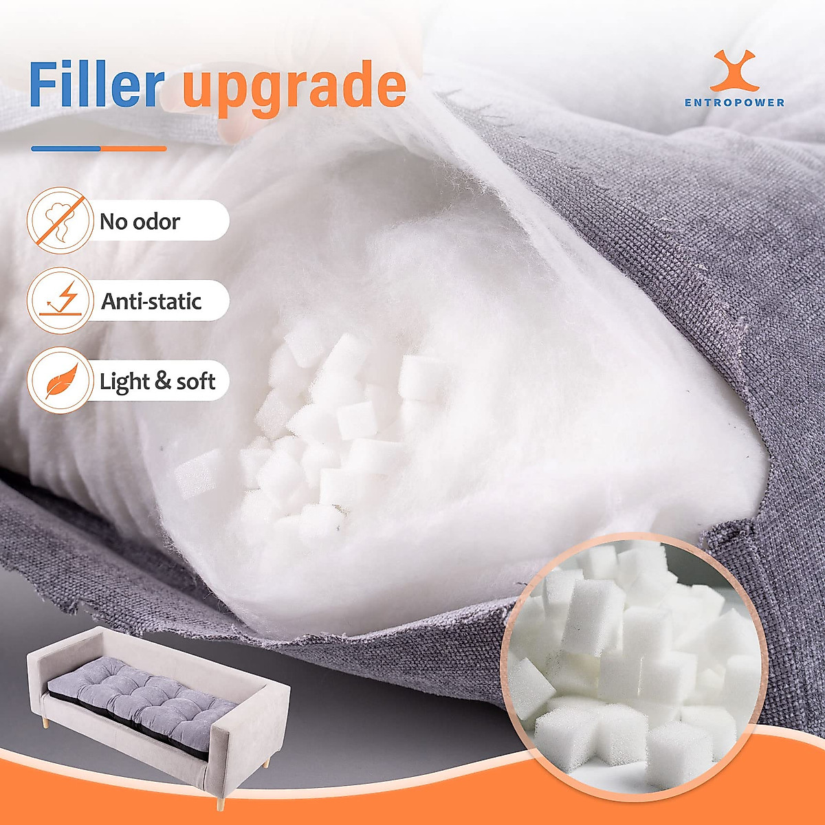 ENTROPOWER Custom Size Bench Cushions, Non-Slip Tufted Swing seat Cushions, Piano Bench Cushions, Sofa Cushions, Indoor/Outdoor Patio Cushions