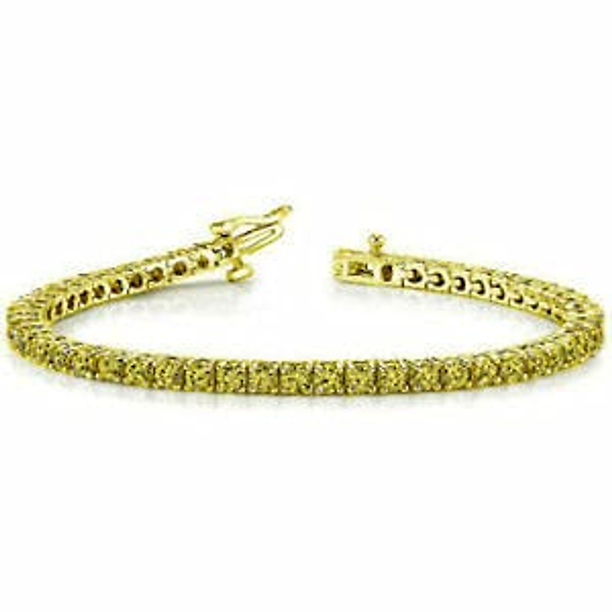 Om Jewellers 14k Yellow Plated 8.22ct Fancy Yellow Canary Diamond Women's Tennis Bracelet 7.5"