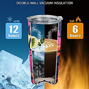 QWEUIOP 20oz Insulated Travel Coffee Mug Toucan Pattern Summer Stainless Steel Tumbler with Lid Double Wall Vacuum Coffee Cup For Hot and Cold Drinks14327