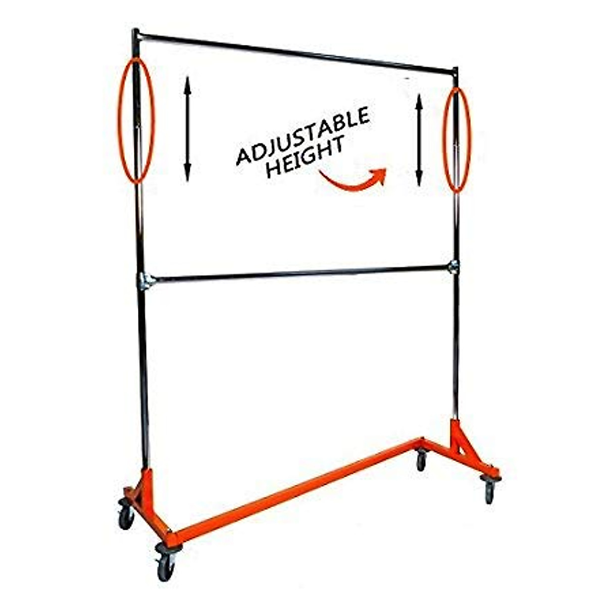 Industrial Strength Z Rack with Add-On Hangrail and Built-in Height Extensions - Orange OSHA Approved Base - Tallest Z Rack Available!