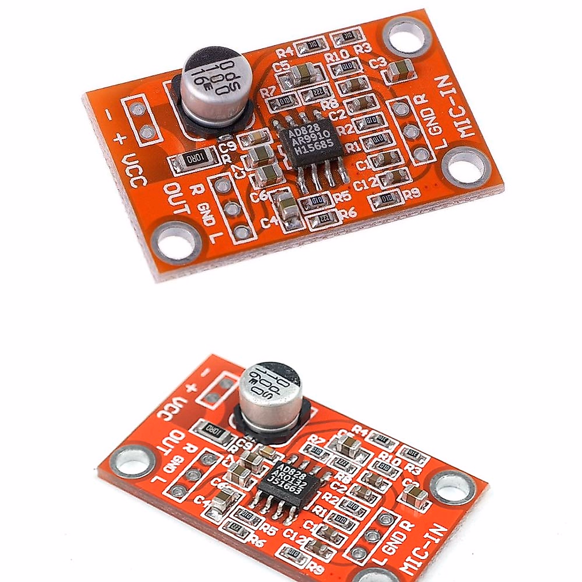 Acxico 1Pcs AD828 Stereo Dynamic Microphone Preamplifier Board Pickup Module DC 3.8V-15V MIC Preamp Module