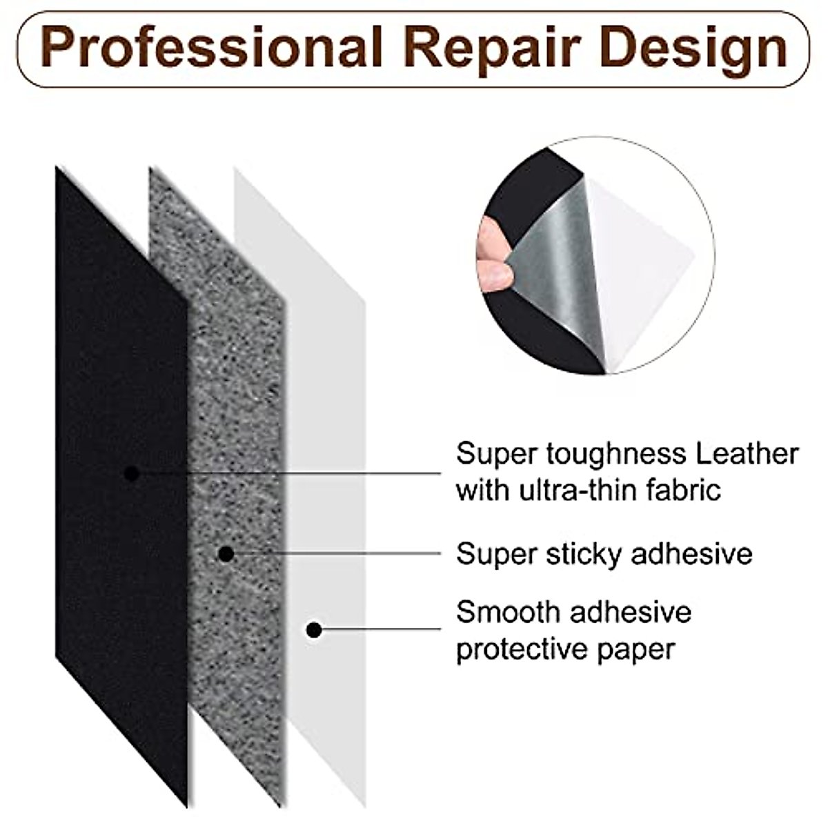 Leather Repair Patch 8×11 inch Strong Adhesive Repair Tape, Anti Scratch Patch for Couch, Sofas, Car Seat, DIY Furniture Upholstery, Handbags, Jackets First Aid Stick On Patch(Black)