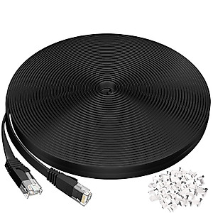 MATEIN Cat6 Ethernet Cable 100ft, Long Flat Internet Cable for Gaming, High Speed Network Cord Compatible with Clips RJ45 Connector Fast Computer LAN Wire Fit for Router,WiFi,PS4,Xbox,Switch,Coupler