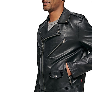 Levi's Men's Faux Leather Motorcycle Jacket, New Black, Large