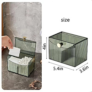 BEENIFIC Qtip Holder Dispenser,Cotton Round Pad Holder Bathroom Canister,Apothecary Jars with Lids Cotton Swab and Ball Holder (Transparent black)