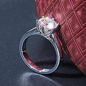 DovEggs Solitaire Moissanite Engagement Rings for Women 2ct 8mm GHI Color Moissanite Engagement Brilliant Ring 14K Gold QUALITY Sterling Silver Wedding Ring(sterling-silver, 7)