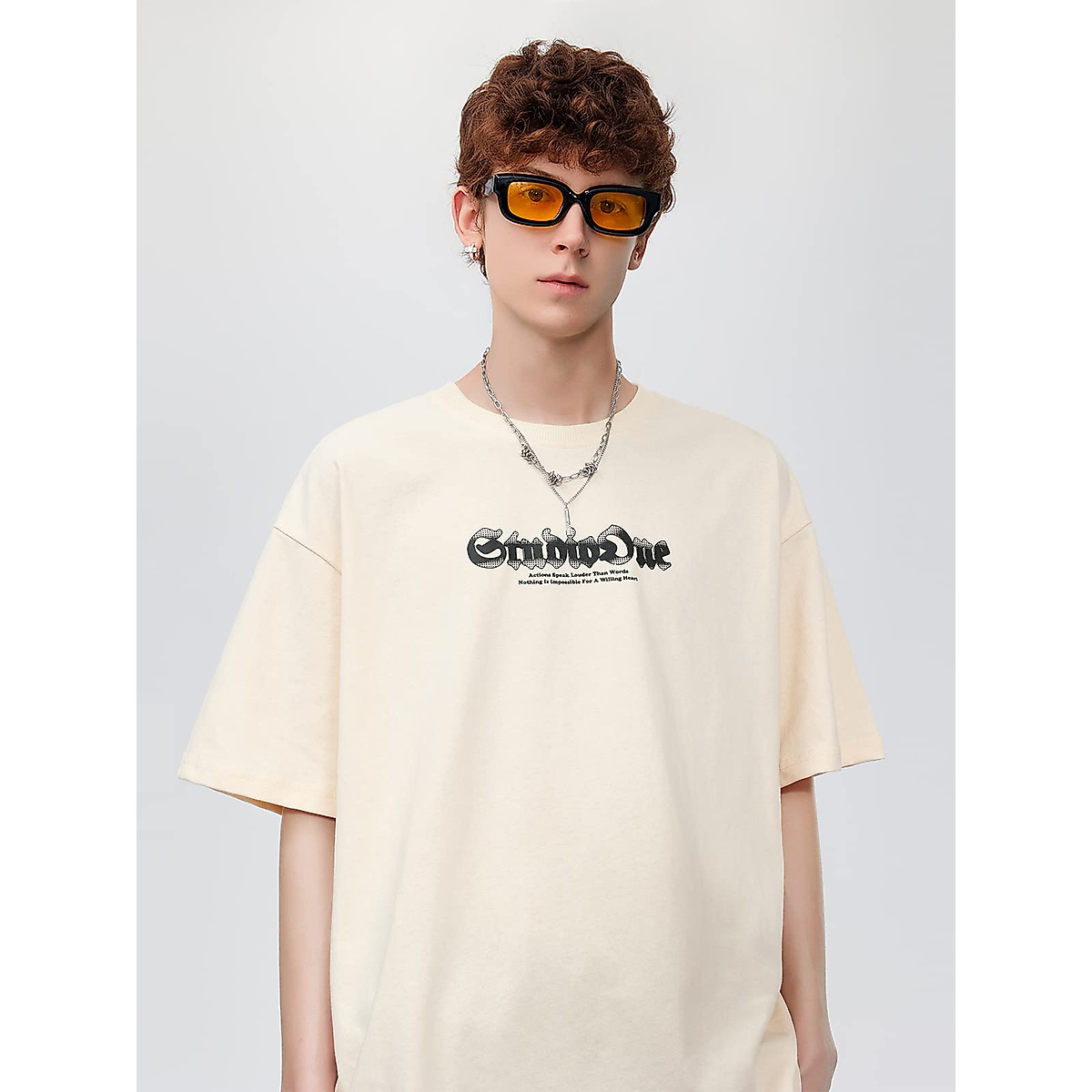 Aelfric Eden Graphic Tees Y2K Vintage Tee Shirt Oversized Streetwear T Shirts Streetwear Unisex Casual Summer Tops Apricot