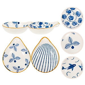 BESTonZON 4pcs Ceramic Spoon Rest Small Sauce Dish Spatula Ladle Holder Tea Bag Saucer Soy Dishes Dipping Bowls for Kitchen Stove Coffee Bar Accessories