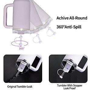 Silicone Spill Stopper Set Compatible with Stanley Cup 2.0 30oz & 40oz with Straw Cover (Set of 4, Orchid)
