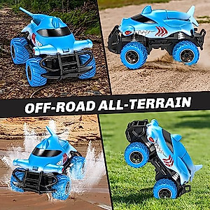 Remote Control Car for Boys 2-5, RC Toys for 2 3 4 5 Year Old Boys, Shark Monster Truck Toy Vehicle,Mini 1:43 Scale Car Toys for Boys 3-5 Years Old Truck, Toy Cars Best Gift for Age 3 4 5 6 Kids
