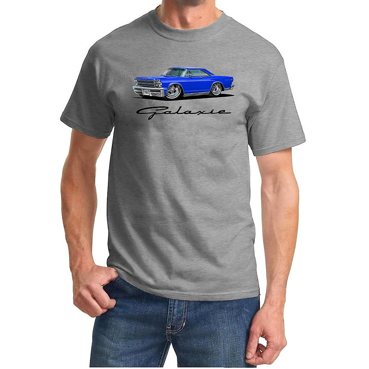 1966 Ford Galaxie 500 Hardtop Full Color Design Tshirt Medium Grey