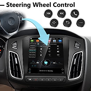 Android 10.1 Car Stereo 9.7 inch Radio for Ford Focus 2012-2018 Capacitive Touch Screen with iOS/Android Mirror Link WiFi GPS Navigation Bluetooth USB Multimedia Player Backup Camera SWC