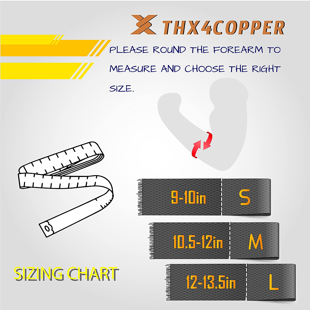 THX4COPPER Infused Adjustable Compression Tennis and Golfer Elbow Support Brace, with Pad for Muscle and Joint Pain Relief, Tendinitis, Carpal Tunnel Syndrome