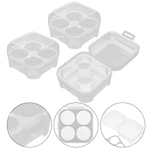 Compartment Egg Holder 3pcs Egg Travel Box Fresh Chicken Egg 4 Lattices Tray with Cover Lid Portable Egg Container for Home Shop Picnic Outdoor Egg Storage Box