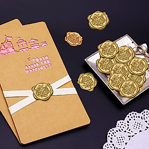 50 PCS Wax Seal Stickers Envelope Seal Stickers Wedding Envelope Seals Self Adhesive Gold Stickers Set for Invitations Cards Party Favors/Birthday Party Supplies