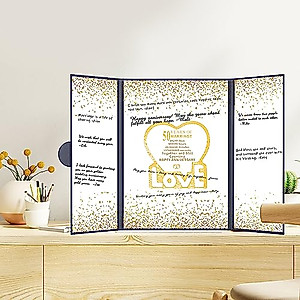 Idealmuzik 50th Wedding Anniversary Guest Book Alternative,Marriage Signature Board,50th Anniversary Table Decorations,Black Gold Large Gift Card for 50 Years Wedding Anniversary party Supplies