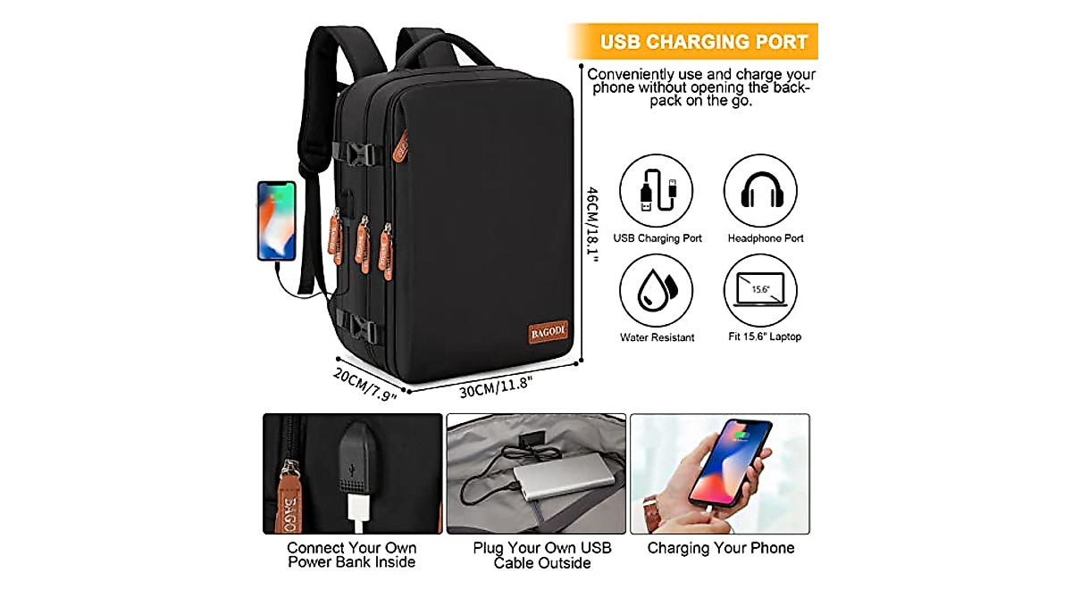 BAGODI 15.6" Travel Laptop Backpack - Waterproof & Flight Approved