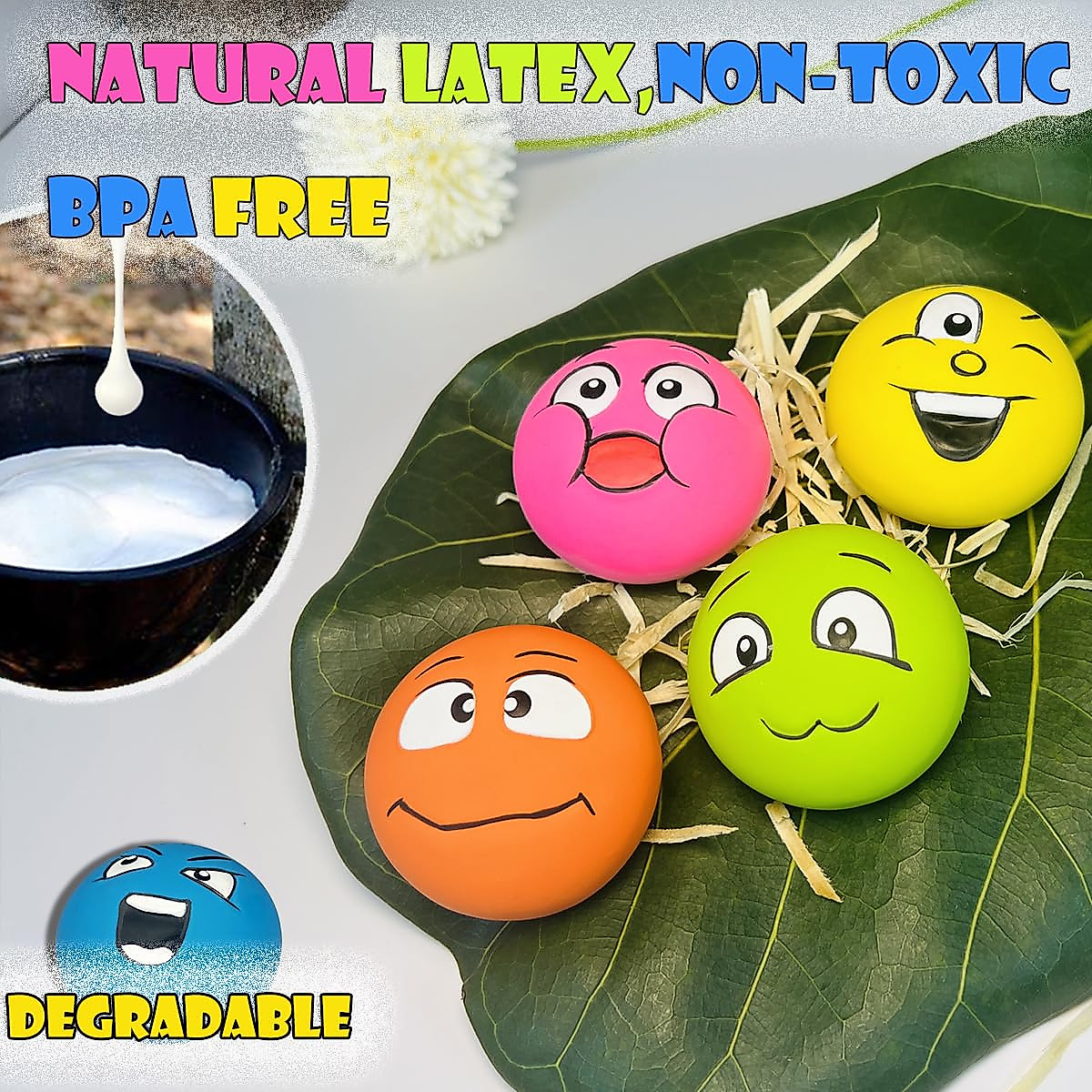 PUPATTIC Squeaky Dog Toys for Small Dogs, Flat Squeaky Dog Balls Small Dog Toy Ball, Latex Dog Squeaky Toys Ball 2.2"*2.2"*1.3"