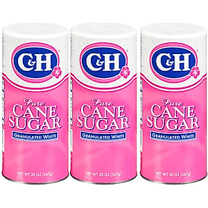 C&H Premium Pure Cane Granulated Sugar, 20 OZ Canister (Pack of 3)