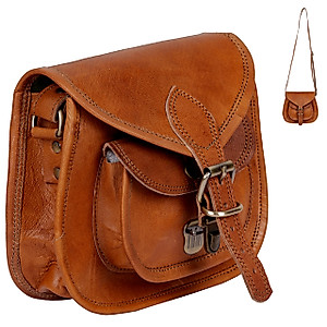 Women Crossbody Full Grain Leather Purse Handags Crossover Vintage Handmade Bags with Adjustable Strap