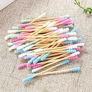 AKOAK 100 Pcs/set Colorful Double Head Spiral Cotton Swabs, Ear Picking Cotton Swabs, Makeup Remover Sanitary Swabs (Green)