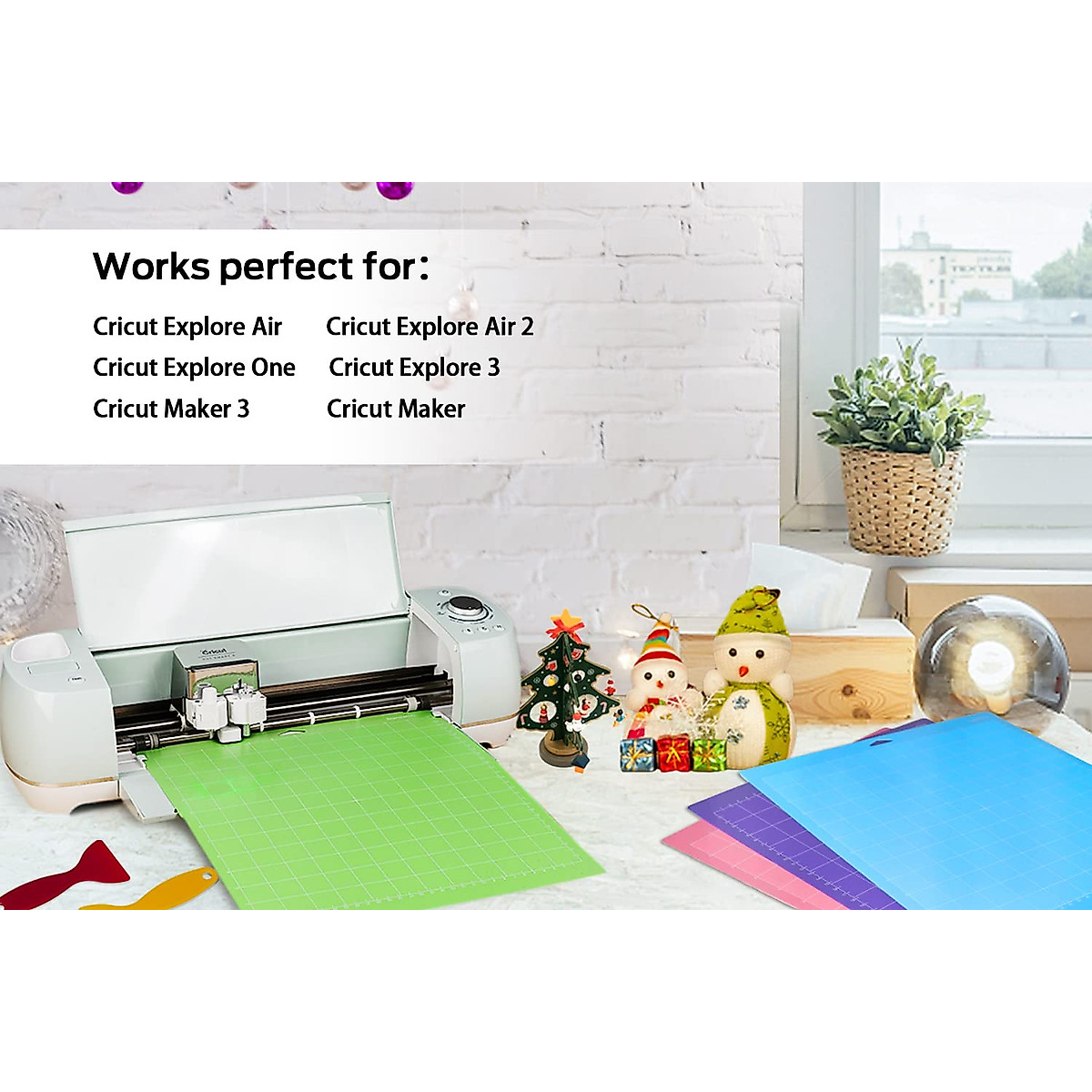 Colemoly 12x12 Cutting Mat 9 Pack Variety for Cricut Maker 3/Maker/Explore 3/Air 2/Air/One 2 Pack Mats Scrapers Sticky Cricket Cut Card Non-Slip Replacement Accessories Standard Light Strong Frabic