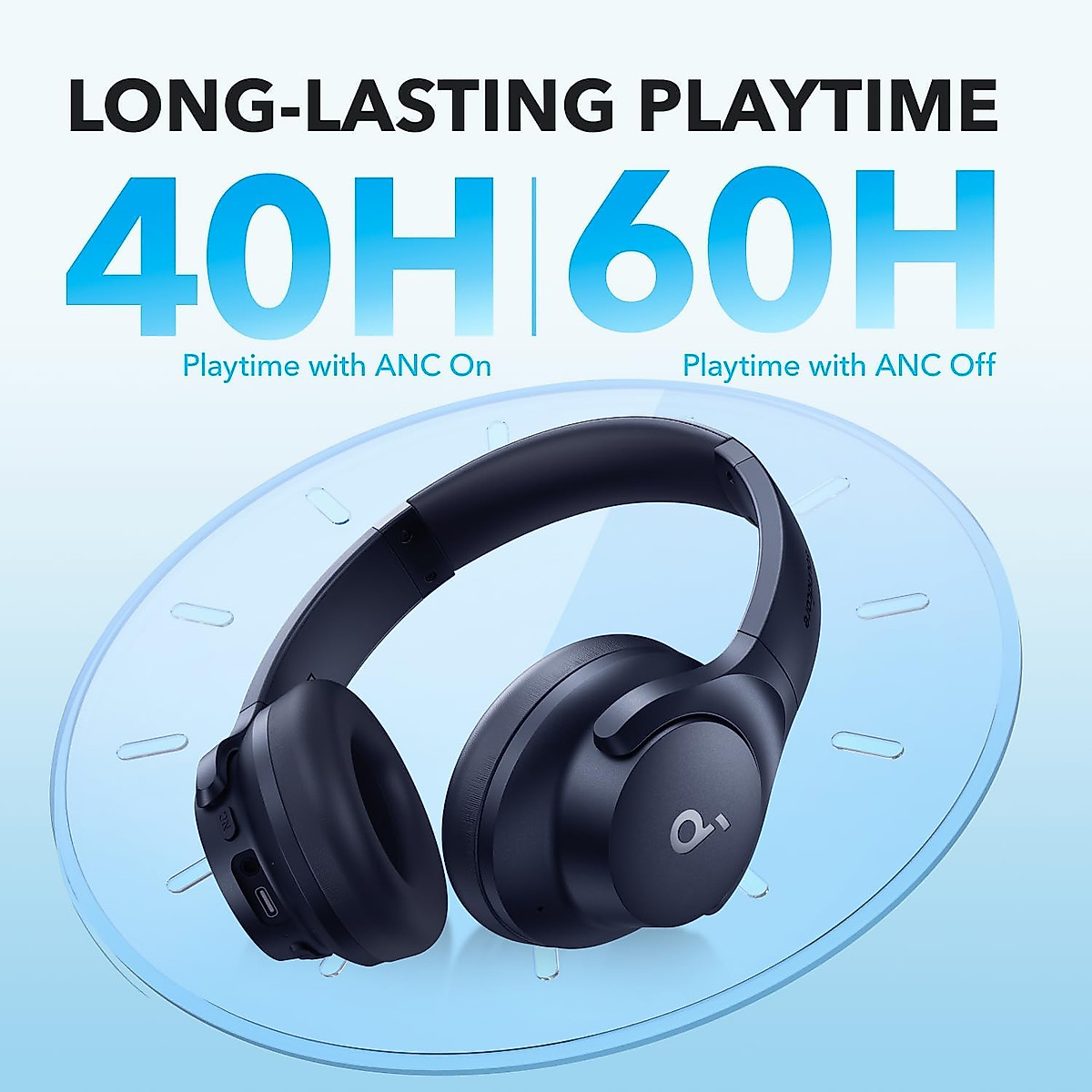 soundcore by Anker Q20i Hybrid Active Noise Cancelling Headphones, Wireless Over-Ear Bluetooth, 40H Long ANC Playtime, Hi-Res Audio, Big Bass, Customize via an App, Transparency Mode (Renewed)