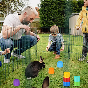 Charniol 8 Pcs Stack up Bunny Cups Bunny Toys Rabbit Stacking Cups Toys Rabbit Toys Snack Cups Rainbow Colors Plastic Nesting Toys for Small Animals Rabbits Bunny