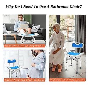Bcareself Shower Stool with Back Heavy Duty Shower Chair for Inside Shower 500lb Narrow Bathtub Shower Saet with Height Adjustable Tool-Free Assembly for Elderly Seniors Disabled Handicap Pregnant