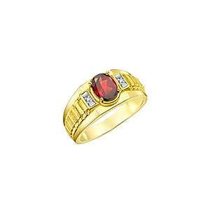 Rylos Classic Designer Oval Garnet & Diamond Ring - January Birthstone* Size 9
