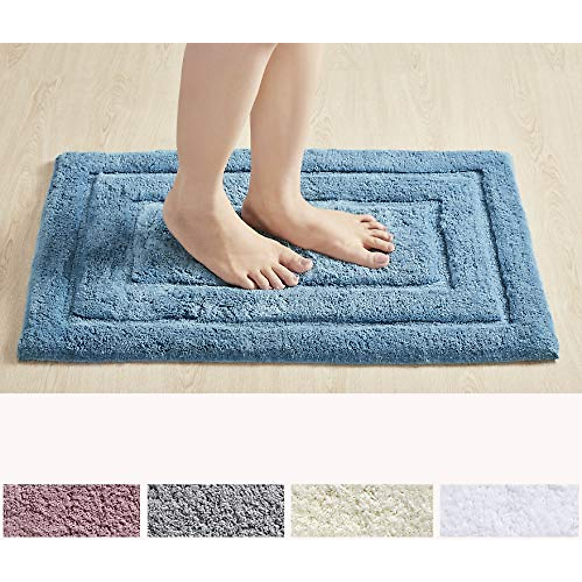 The Luxury Towel Company Cotton Bathroom Rugs Set, 2 pc (20"x30" and 17"x24") - Soft Plush 2800 GSM, Super Thick and Absorbent - Matches Our 804 GSM and 703 GSM Bathroom Towels Set (Mauve)