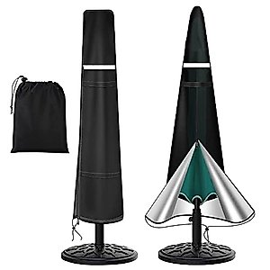 Patio Umbrella Covers for Outdoor Umbrellas - Patio Parasol Umbrella Cover for 7 ft to 11 ft Outdoor Table Umbrella - Waterproof Windproof Anti-UV Garden Parasol Covers, Black