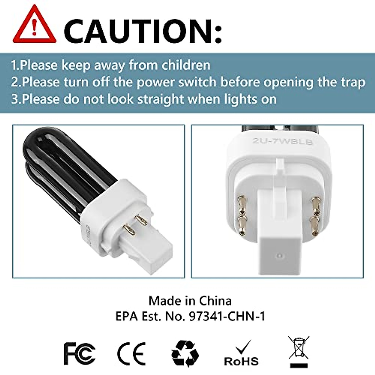 Bug Zapper Replacement fluorescent Bulbs, 2 Pack 41050 Bulbs for DynaTrap DT1050 DT1100 DT1250, 7W UV Light Ultraviolet Mosquito Killer Lamp, 1/2 Acre Trap Replacement Bulb