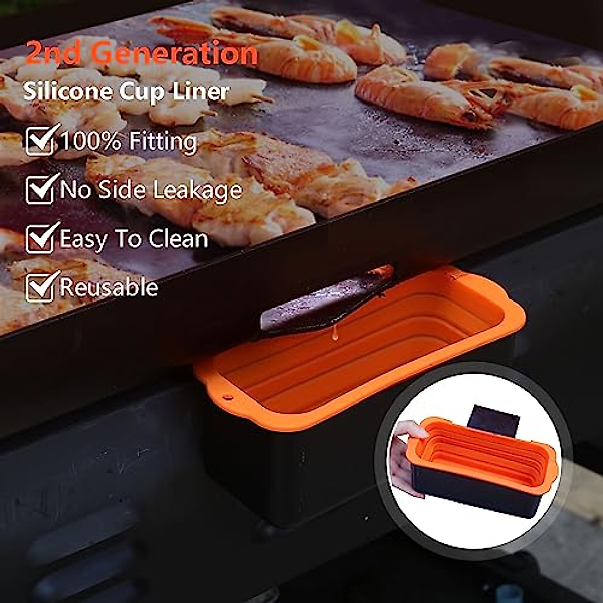 Griddle Cover Mat Full-Edge for Blackstone 36 Inch Grill, Silicone Food Grade Full-Edge Blackstone Accessories, with a Silicone Grease Cup Liner, Protect from Rust, Insects, Leaves