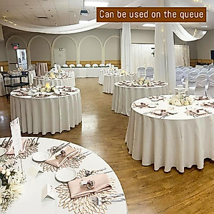 10 Pack White Round Tablecloths, 120 Inch Stain Resistant and Wrinkle Polyester Fabric Washable Table Clothes Cover for Kitchen Dining, Wedding, Reception Banquet, Birthday Party, Buffet Restaurant