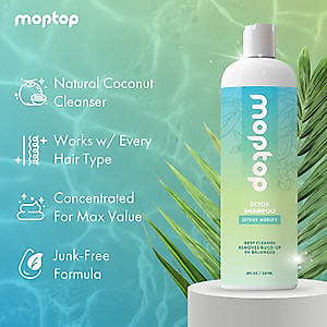 MopTop Detox Shampoo – Scalp Clarifying Shampoo for Build Up, Hard Water, Dirt & Oil, Sulfate & Paraben Free Hair Care for All Hair Types – Thin, Straight, Wavy, Curly & Coily (Citrus Medley, 8oz)