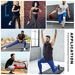 Runhit Mens Compression Pants Running Tight for Men Leggings with Pocket Workout Athletic Thermal Pants for Men Running Shorts Black Red 2 Pack Large