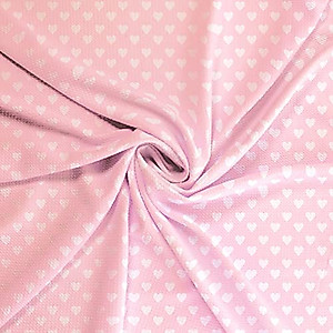 Light Pink White Hearts Liverpool Bullet Fabric Textured Knit Jersey 4 Way Stretch - 6 Inch Strip
