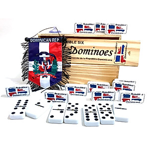 PRK 14 Dominican Rebulic Flag with Double six Domino Dominoes Game Tiles Domino Family Fun Gifts (Dominican)