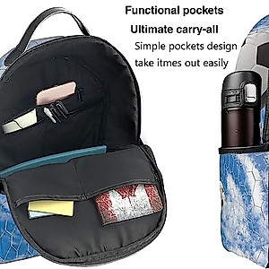 BAFAFA Football Blue-sky Printed Travel Backpack Business Work Bag Computer Bag Outdoor Sports Rucksack