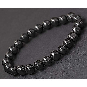 Shungite Beaded Bracelet Stretch Round Strand 6.5" is a Spectacular Stone contains natural C60 Fullerene Formed in The Heart of Shungite Mine Type II from Russia